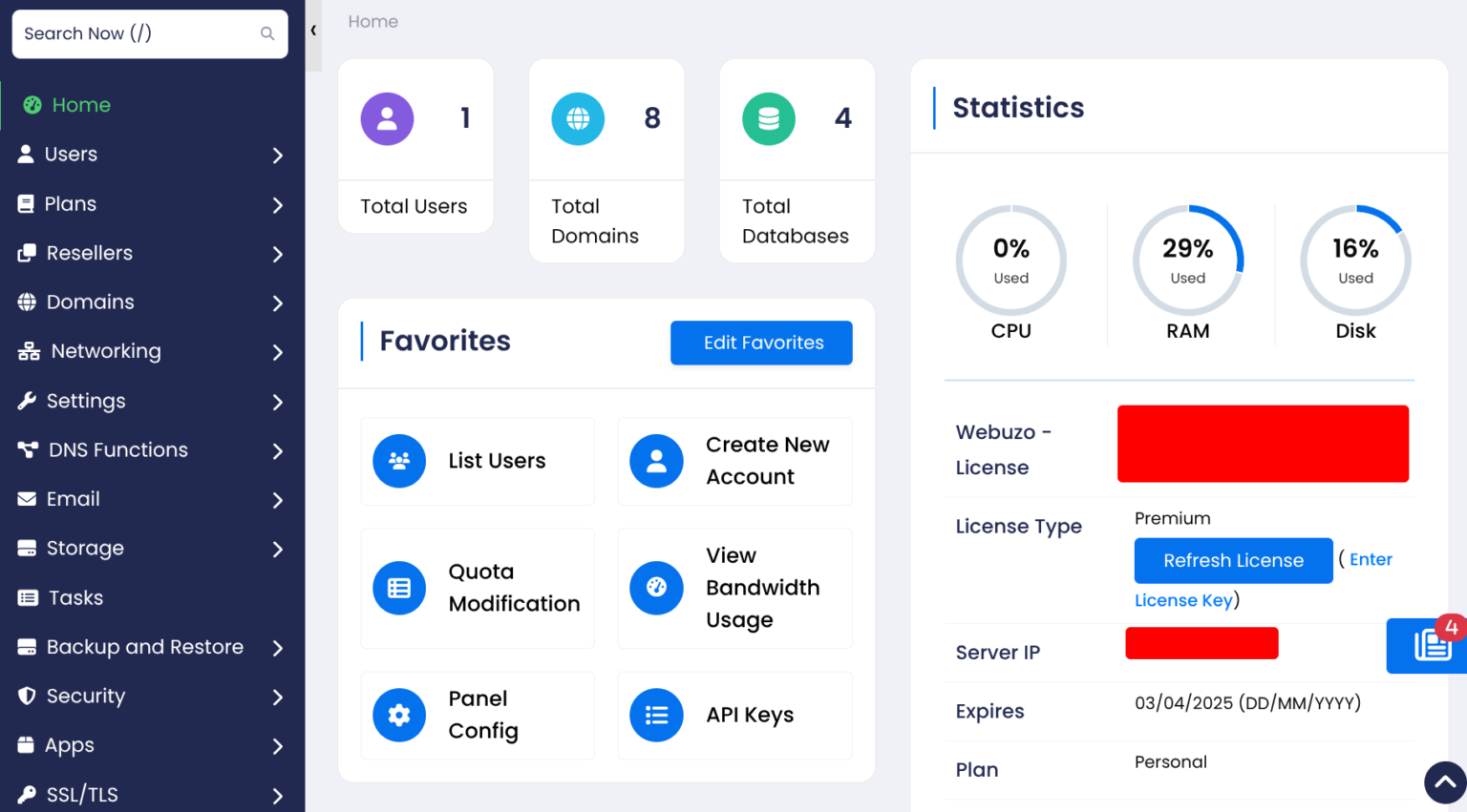 Webuzo Control Panel - The Server Admin
